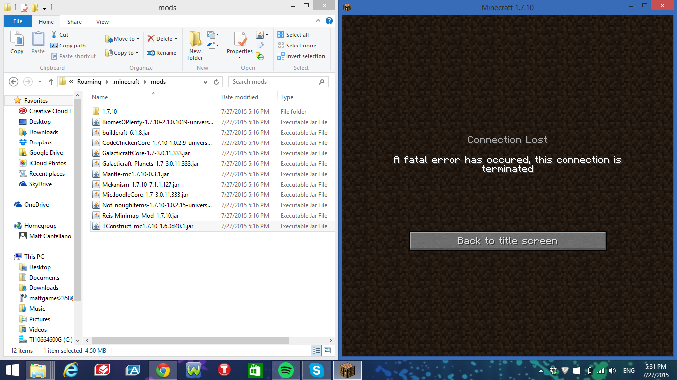 A Fatal Error Has Occured This Connection Is Terminated Please Help Modded Client Support 4582